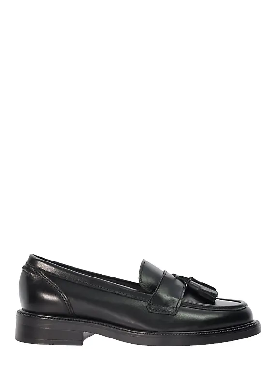 DUNE Garda Tassel-embellished Leather Loafers - Black Leather