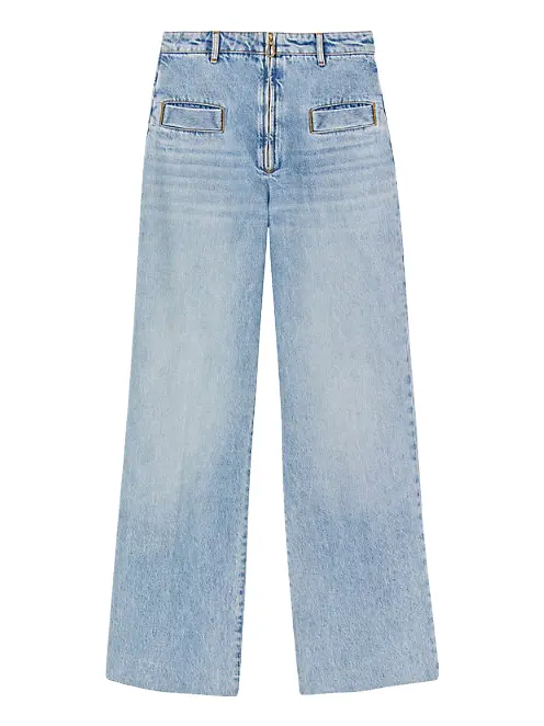 Sandro Oslo Wide-leg High-rise Jeans - Bleus