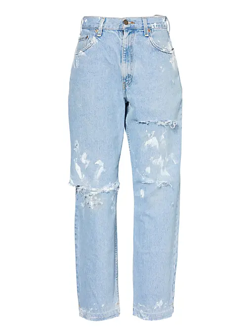 CASEY JEAN BY JEAN VINTAGE Distressed Barrel-leg Mid-rise Jeans - Light Blue Wash