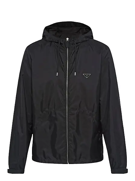 Prada Re-nylon Brand-plaque Nylon Hooded Jacket - Black