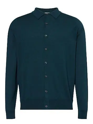 John Smedley Tibor Button-down Cotton Knitted Shirt - Richardson Green
