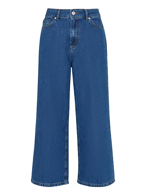Whistles Wide-leg Cropped Denim Jeans - Blue
