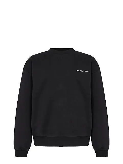 MKI MIYUKI ZOKU Uniform Branded-print Cotton-blend Sweatshirt - Black