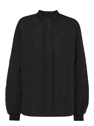 Whistles Diamond-quilted Polyester Coat - Black