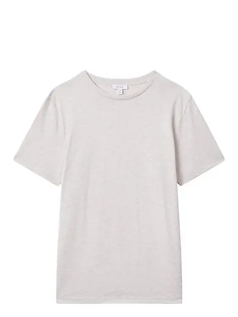 REISS Bless Marl-pattern Cotton-blend T-shirt - Wheat Melange
