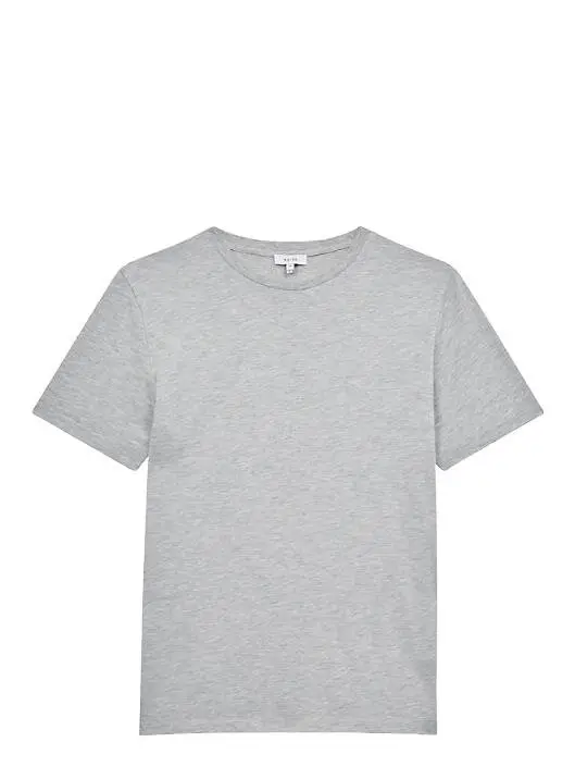 REISS Bless Crewneck Cotton-jersey T-shirt - Grey Marl