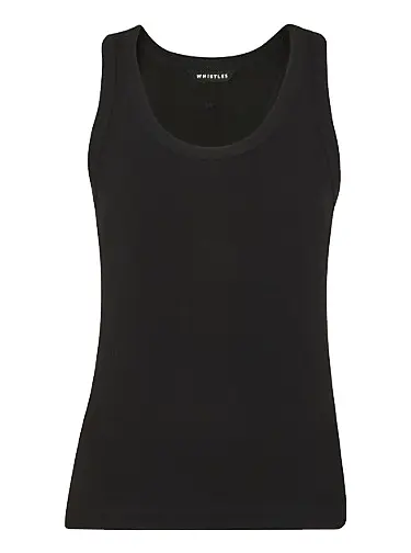 Whistles Scoop-neck Ribbed Stretch-knit Vest Top - Black