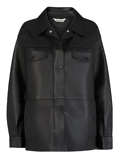 Whistles Patch-pocket Leather Jacket - Black