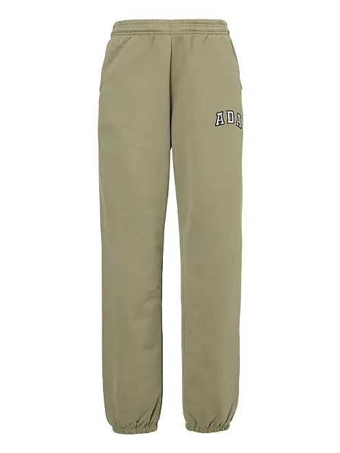 ADANOLA Logo-embroidered Straight-leg Cotton-jersey Jogging Bottoms - Olive Green