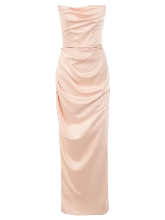 House Of Cb Adrienne Strapless Corset Maxi Dress - Champagne