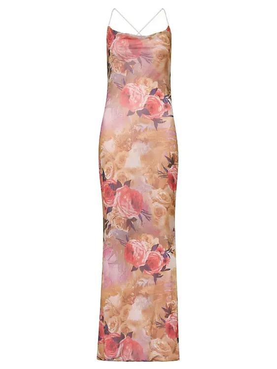 GRACEJACOB Elizabeth Rose Floral-print Mesh Maxi Dress - Multi
