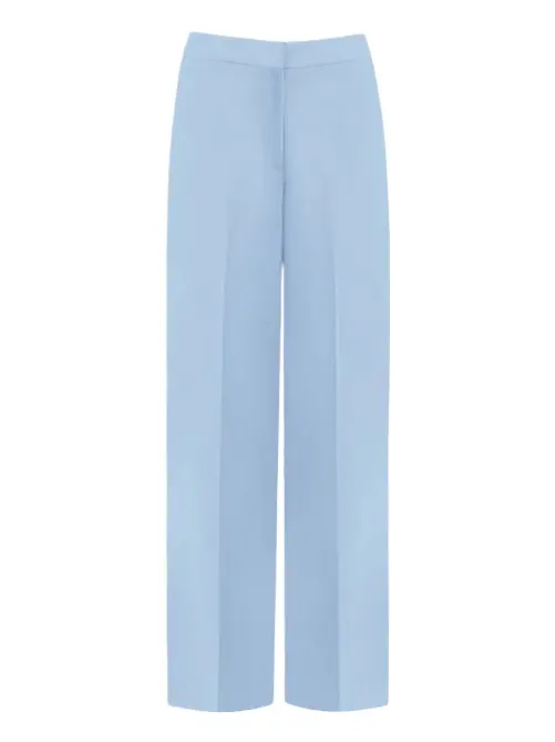 RO&ZO Straight-leg High-rise Stretch-crepe Trousers - Blue