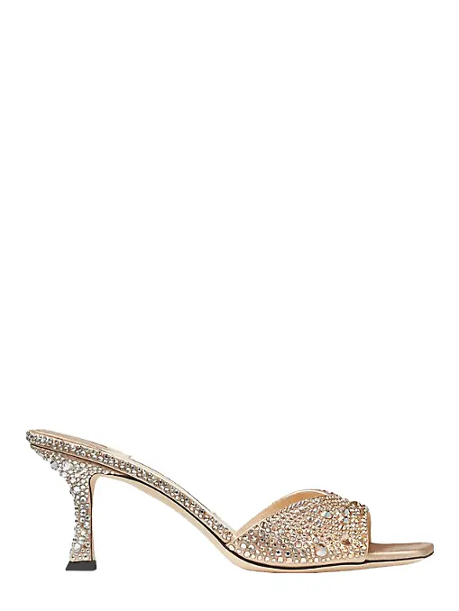 JIMMY CHOO Skye 70 Crystal-embellished Satin Sandals - Gold/crystal