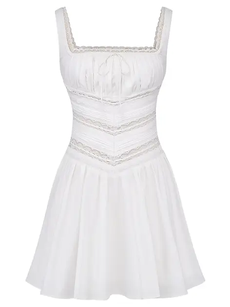 House Of Cb Tiffani Lace-trim Mini Dress - White