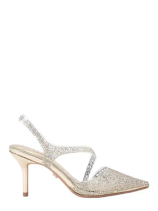 Carvela Symmetry Crystal-embellished Heeled Courts - Gold