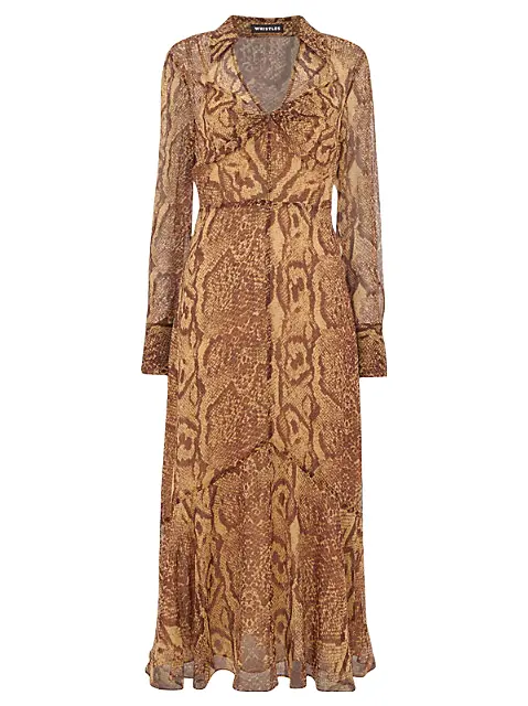 Whistles Serpent Graphic-print Long-sleeve Midi Dress - Snake Print