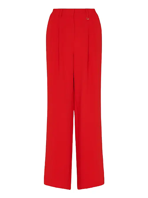 Whistles Harper Wide-leg High-rise Crepe Trousers - Red