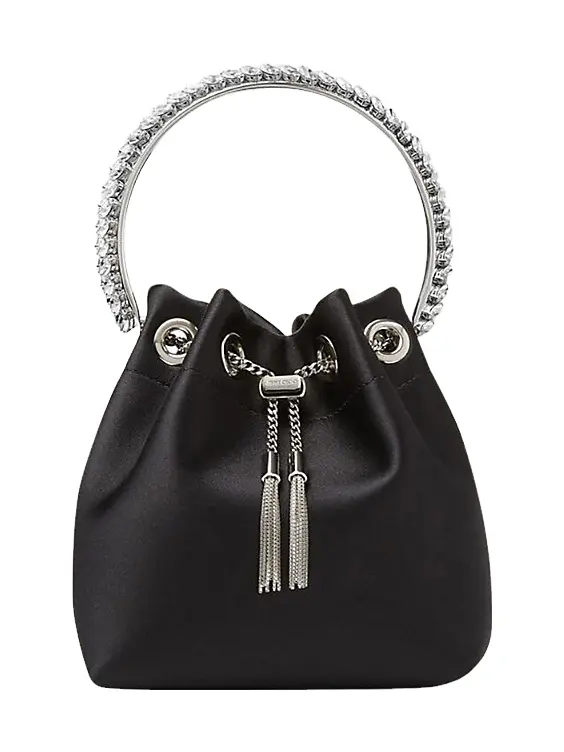 JIMMY CHOO Bon Bon Satin Cross-body Bag - Black/crystal