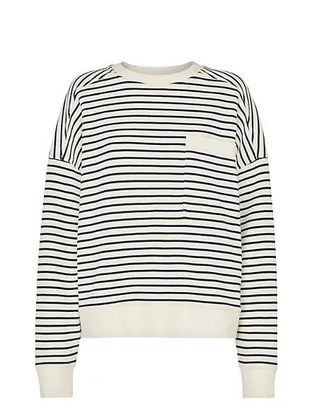 Whistles Relaxed-fit Stripe Cotton Sweatshirt - Cream