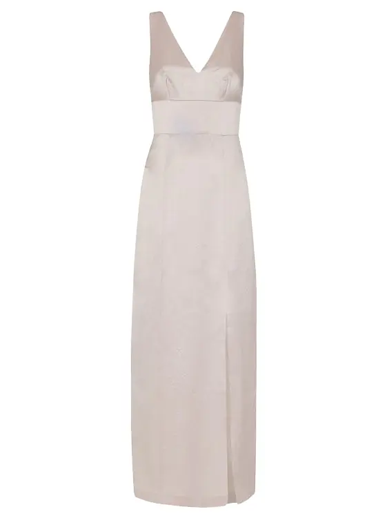 Whistles Charlotte Leg-split Satin Maxi Dress - Cream