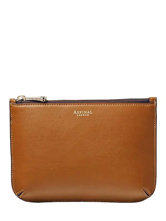 ASPINAL OF LONDON Ella Medium Logo-print Grained-leather Pouch - Tan