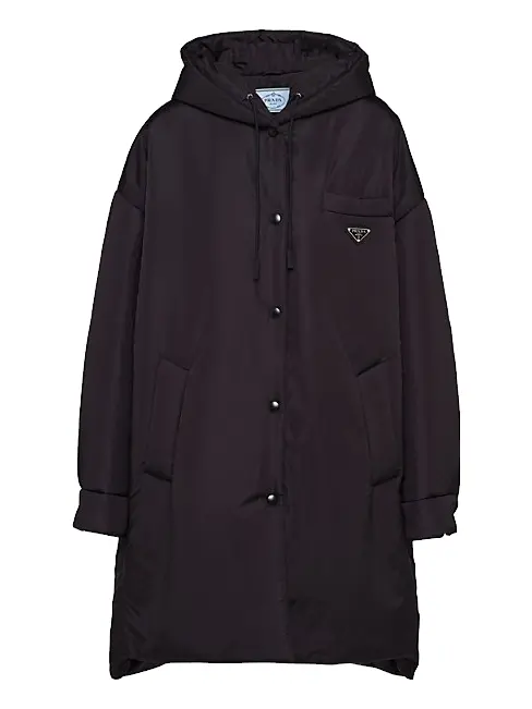 Prada Re-nylon Logo-plaque Nylon Coat - Black