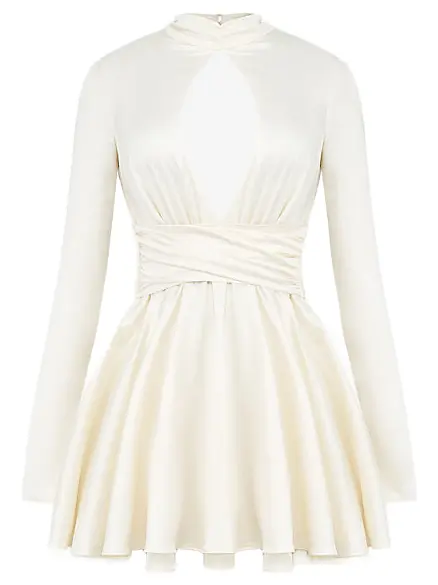 House Of Cb Bow-embellished Stretch-satin Mini Dress - Ivory