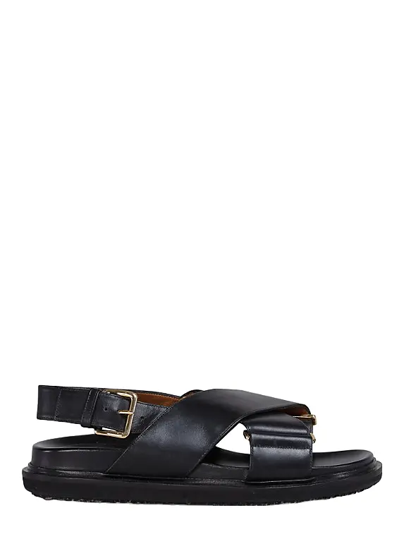 Marni Fussbett Cross-over Leather Sandals - Black