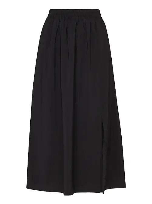 Whistles Eva Split-hem Woven Midi Skirt - Black