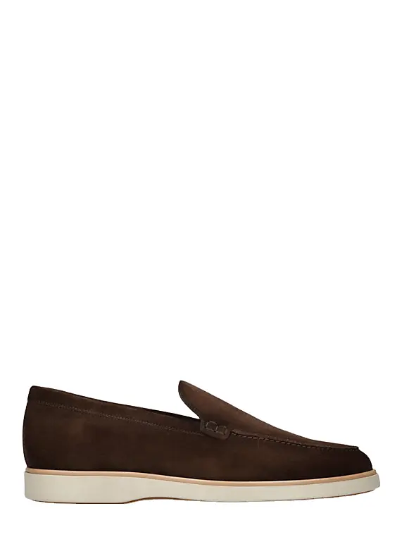 Magnanni Tonal-stitching Suede Loafers - Dark Brown