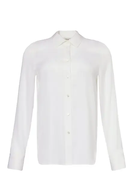 Vince Curved-hem Slim-fit Shirt - Optic White