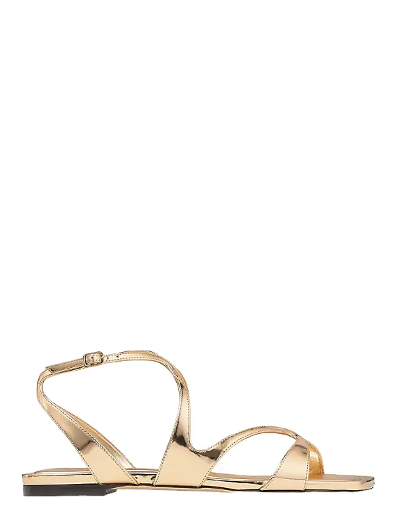 JIMMY CHOO Ayla Liquid-leather Sandals - Gold