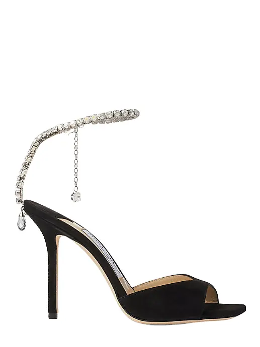 JIMMY CHOO Saeda Crystal-embellished Suede Courts - Black/crystal