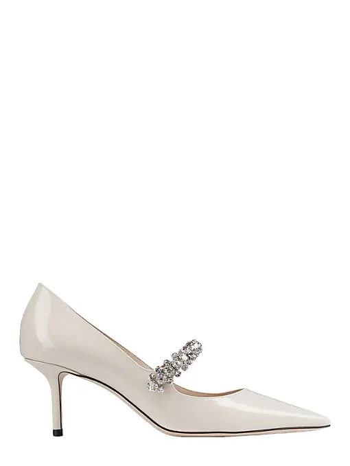 JIMMY CHOO Bing 65 Crystal-embellished Patent-leather Pumps - Linen