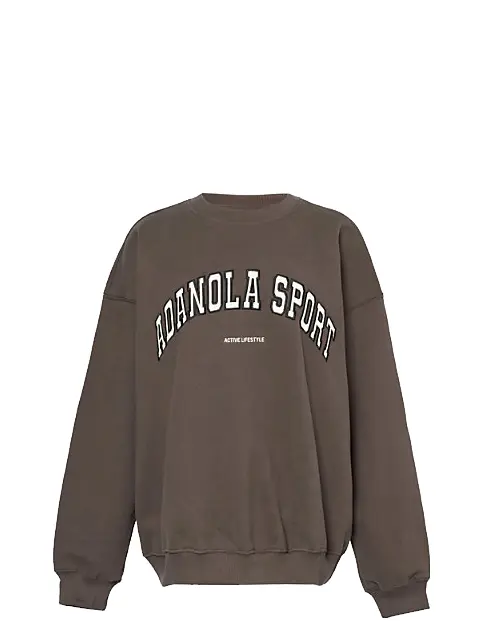 ADANOLA Logo-embroidered Relaxed-fit Sweatshirt - Coffee Bean
