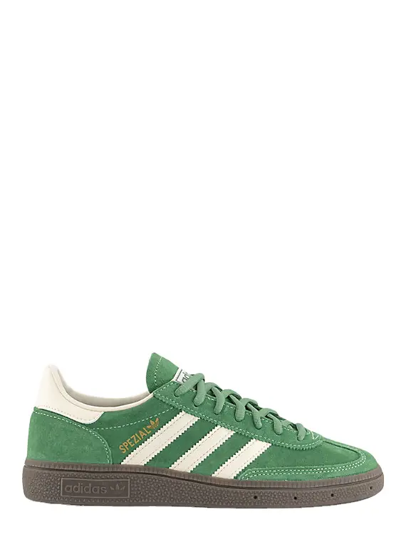 Adidas Handball Spezial Brand-embellished Suede Low-top Trainers - Preloved Green Cream Whi