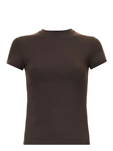 ADANOLA Slim-fit Stretch-woven T-shirt - Coffee Bean