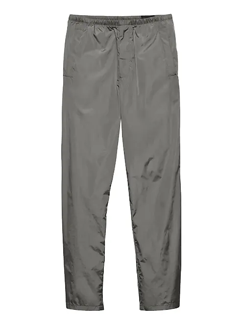 Prada Logo-patch Elasticated-waist Nylon Trousers - Grey
