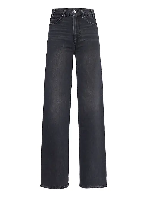 Paige Sasha Straight-leg Mid-rise Stretch-cotton Jeans - Viper Black Distressed
