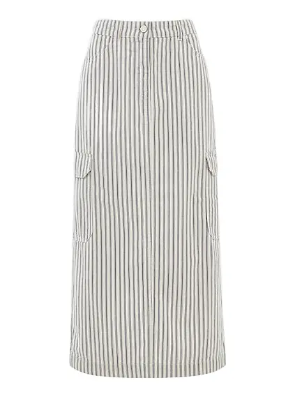 Whistles Stripe-print High-rise Midi Skirt - White/multi