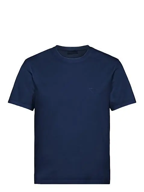 Prada Logo-embroidered Slim-fit Stretch-cotton T-shirt - Blue
