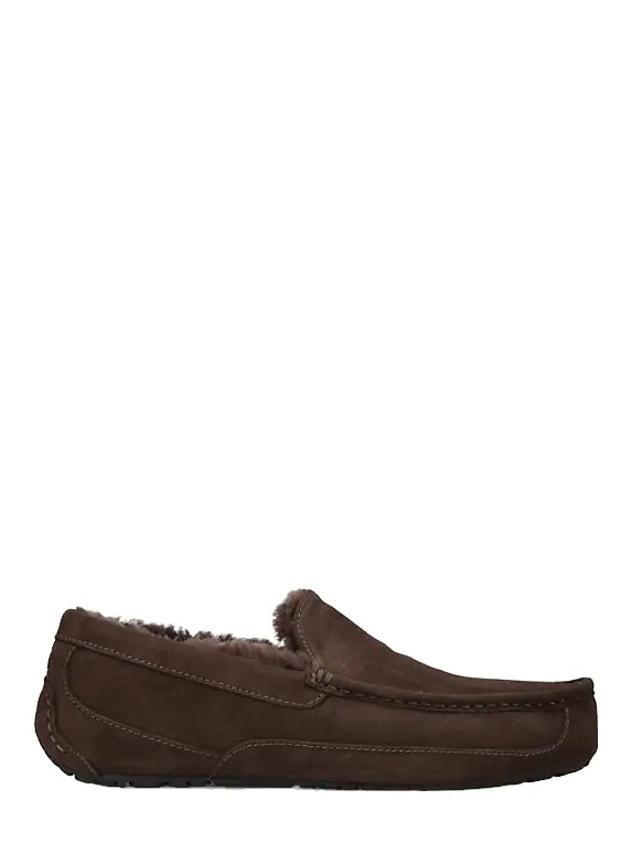 UGG Ascot Logo-embroidered Suede And Shearling Slippers - Brown/oth