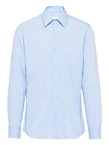 Prada Collared Slim-fit Cotton-blend Shirt - Light Blue