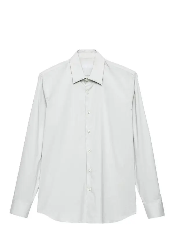 Prada Collared Slim-fit Cotton-blend Shirt - Neutral