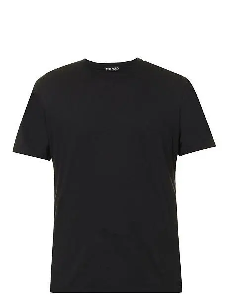 TOM FORD Brand-embroidered Crewneck Cotton-blend T-shirt - Black