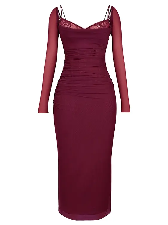 House Of Cb Katarina Corseted Maxi Dress - Wine