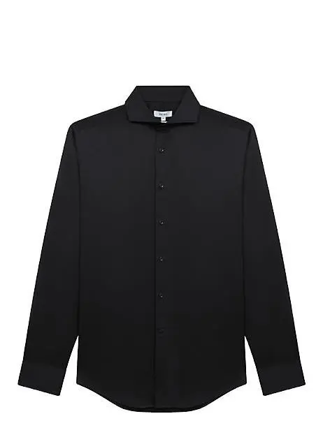 REISS Storm Slim-fit Cotton-twill Shirt - Black
