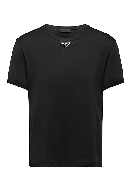 Prada Logo-plaque Crewneck T-shirt - Black