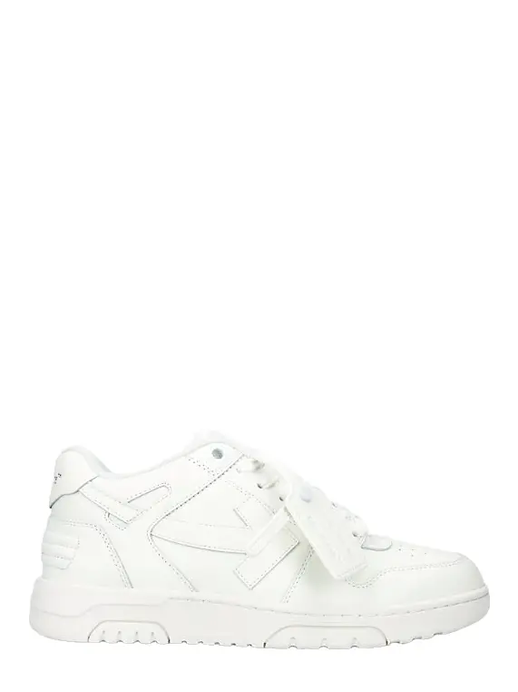 Off-White Logo-embroidered Leather Low-top Trainers - White