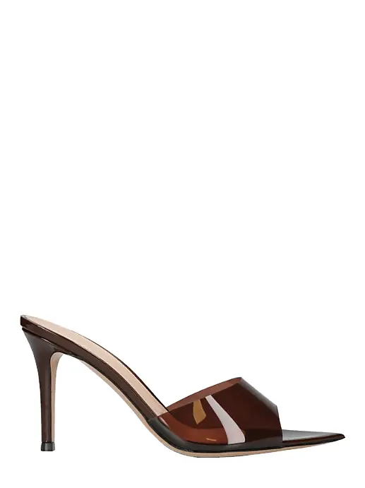 GIANVITO ROSSI Elle Leather And Pvc Heeled Mules - Brown